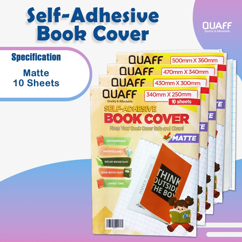 10 sheets Book Cover Matte Plain Self Adhesive Transparent Waterproof ...