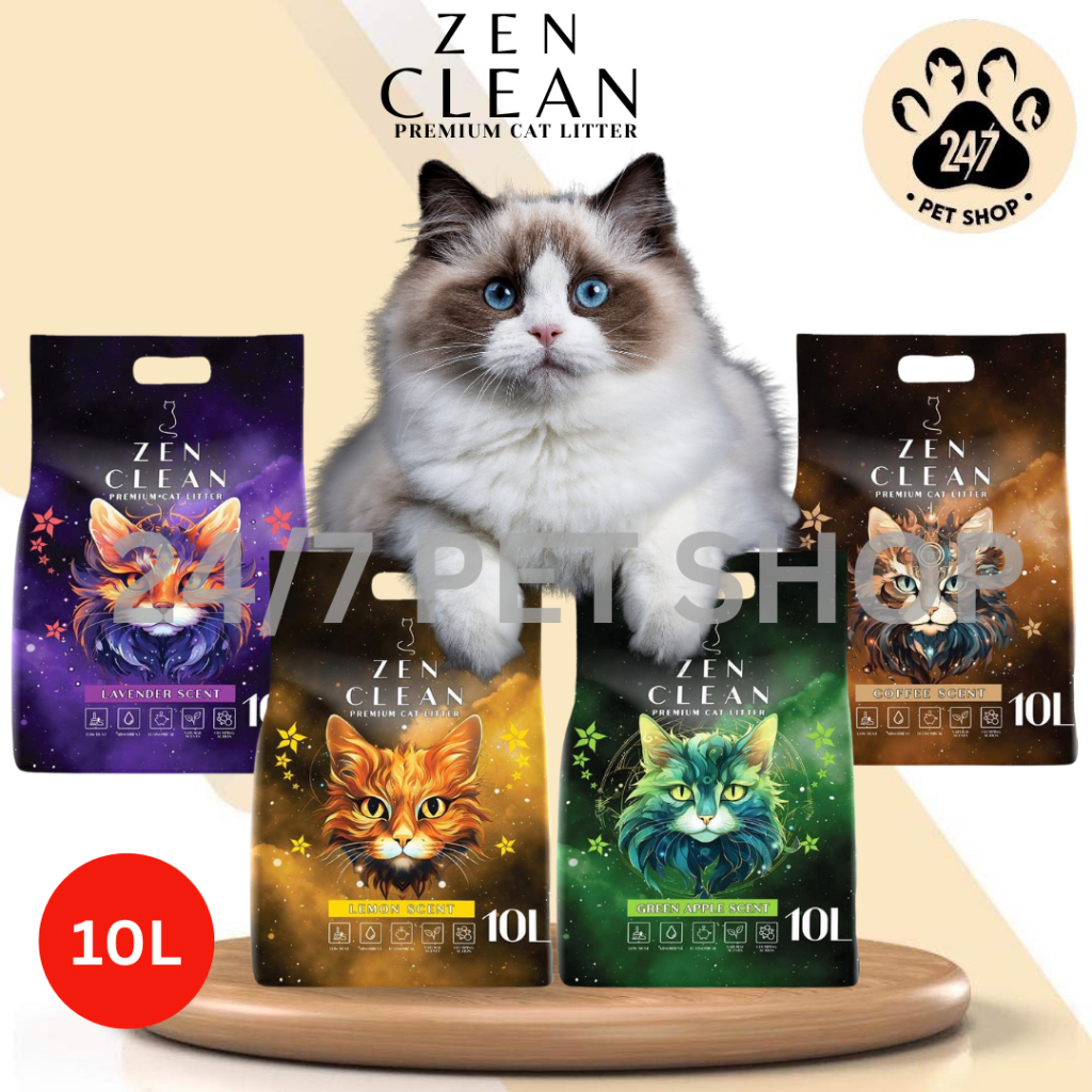 10L Zen Clean Cat Litter Bentonite Sand Fast Clumping Absorbant Cats ...