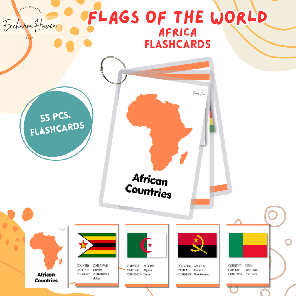 'FLAGS OF THE WORLD' Fully Laminated Educational Flashcards [13 to 55 ...