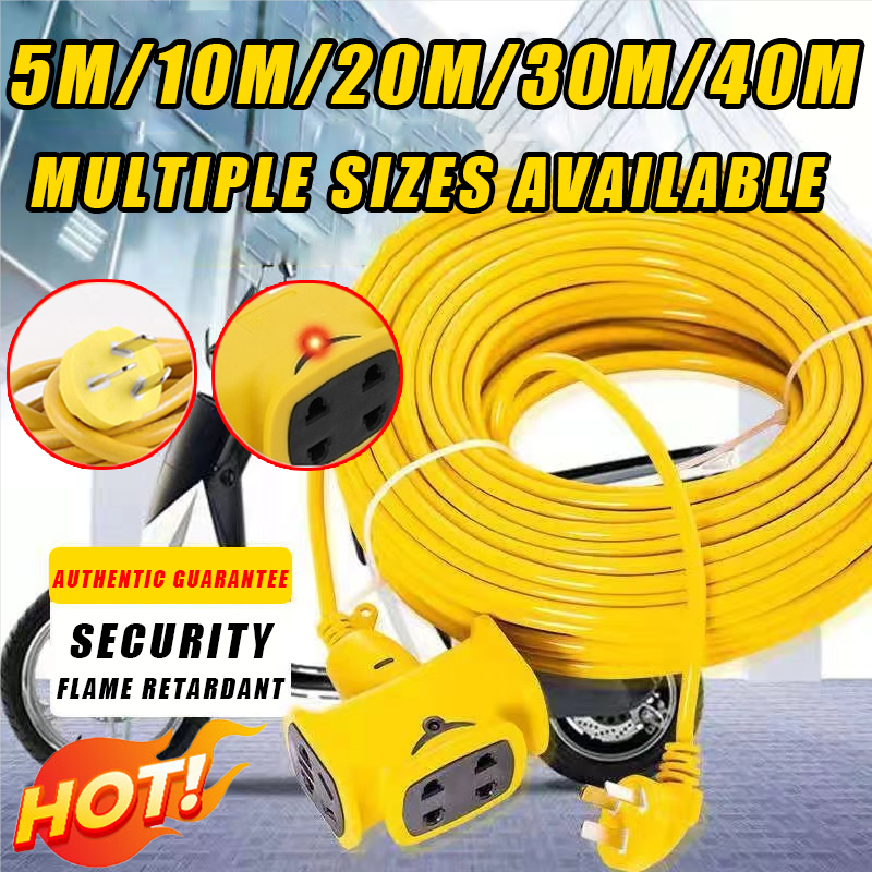 Extension Cord Socket long Plug-in Strip 5/10/20/30/40M with switch ...