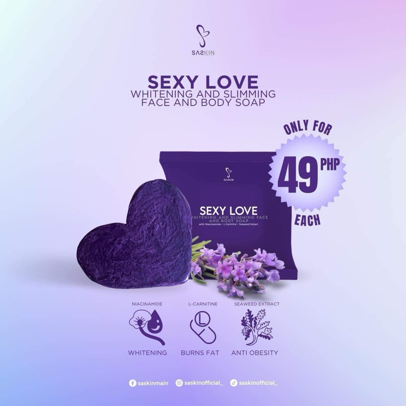 Saskin Sexy love Soap whitening & slimming soap | Shopee Philippines