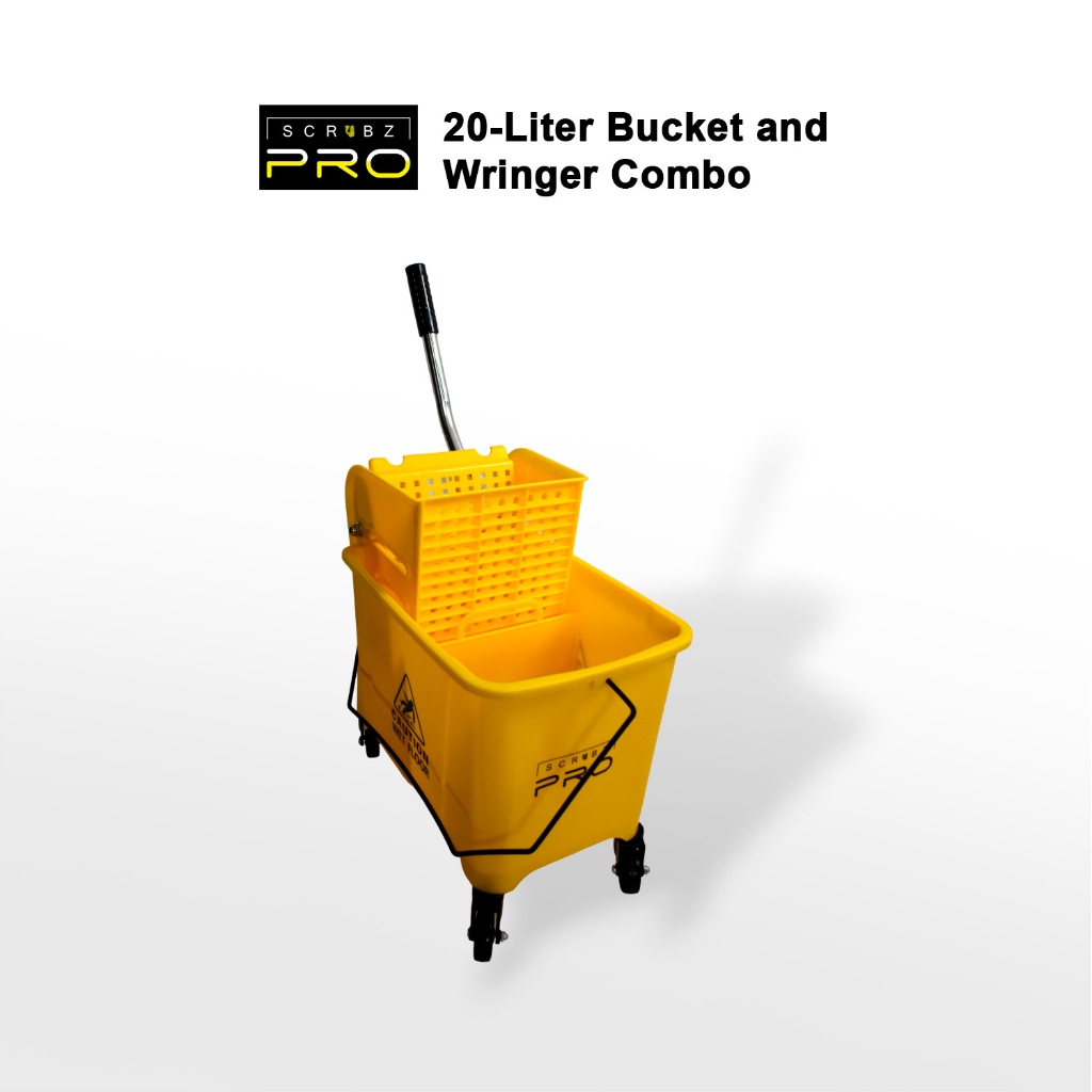 SCRUBZ Pro Bucket 20 Liter and Wringer Combo Janitorial Cart, Heavy ...