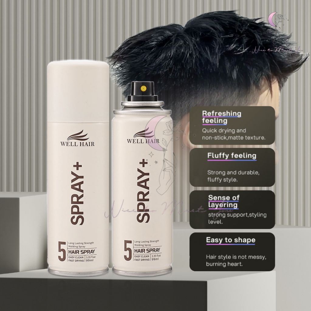 Well hair Spray+ 5 Long Lasting Strength Molding Spray Easy Clean Fast ...