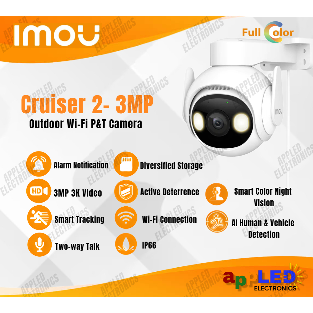 Imou Cruiser 2 3MP PT Wi-Fi Camera with Smart Color Night Vision ...