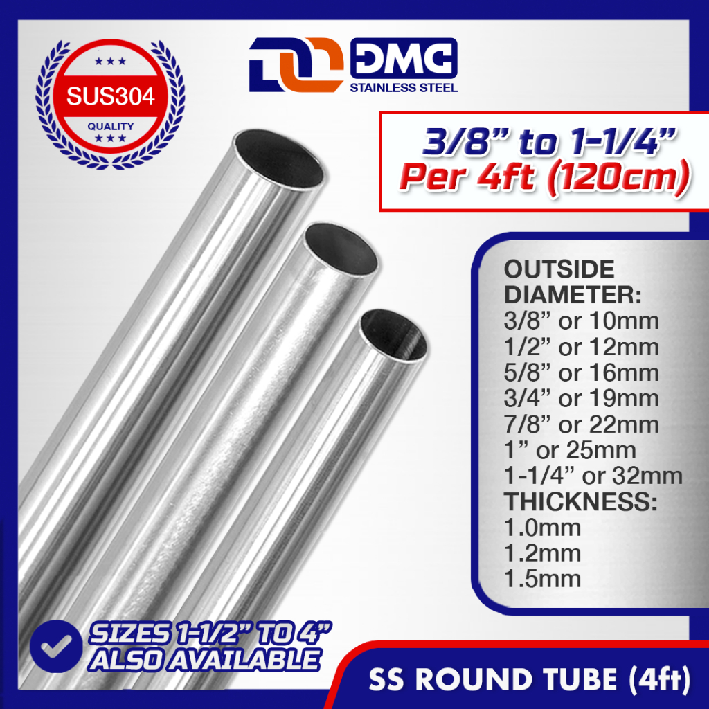 4FT (3/8" to 1-1/4") Stainless Round Tube Stainless Tubular Stainless ...