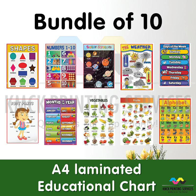 10 pcs Educational Charts A4 SIZE LAMINATED BUNDLE | Shopee Philippines