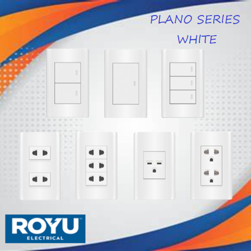Royu PLANO SERIES (WHITE) 1,2,3 Gang Switch Outlet, Duplex Aircon ...