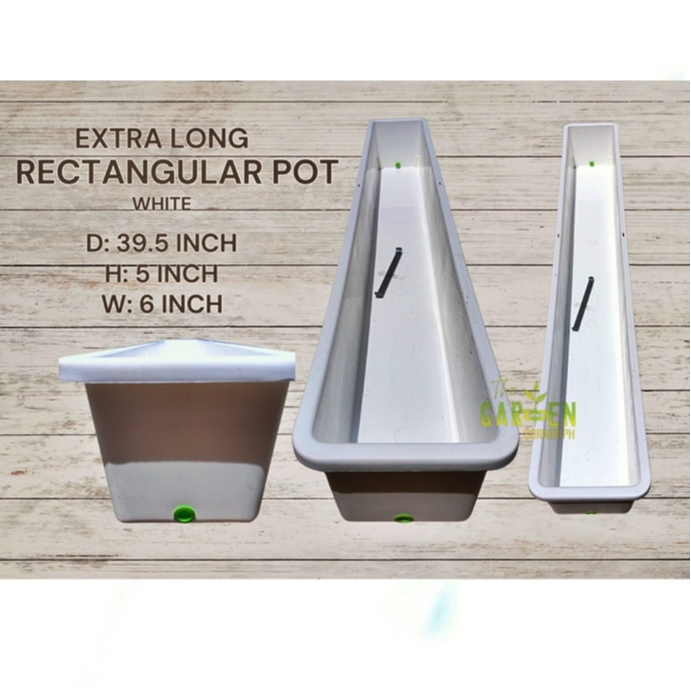 EXTRALONG Rectangular Plastic Pot White (D: 39.5" H: 5" W: 6") Best for ...