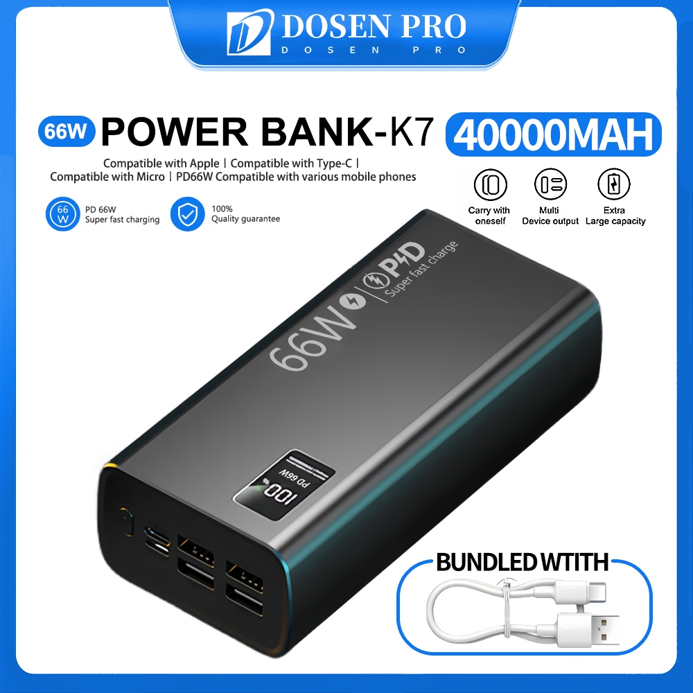 DOSEN Pro Original PowerBank Fast Charging PD66W 30000MAH output Fast ...