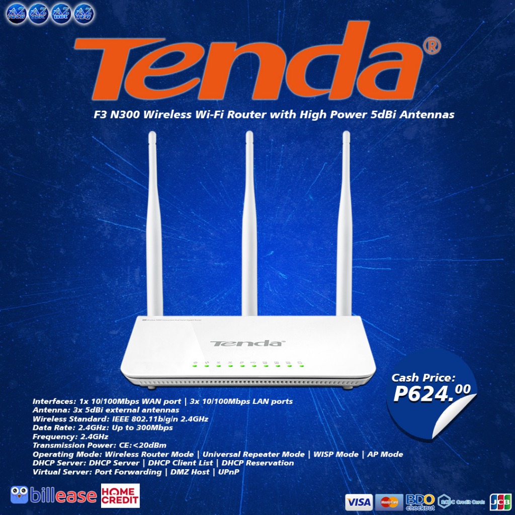 Tenda Model F3 Wireless N300 Easy Set-up Wireless Router Wifi anywhere ...
