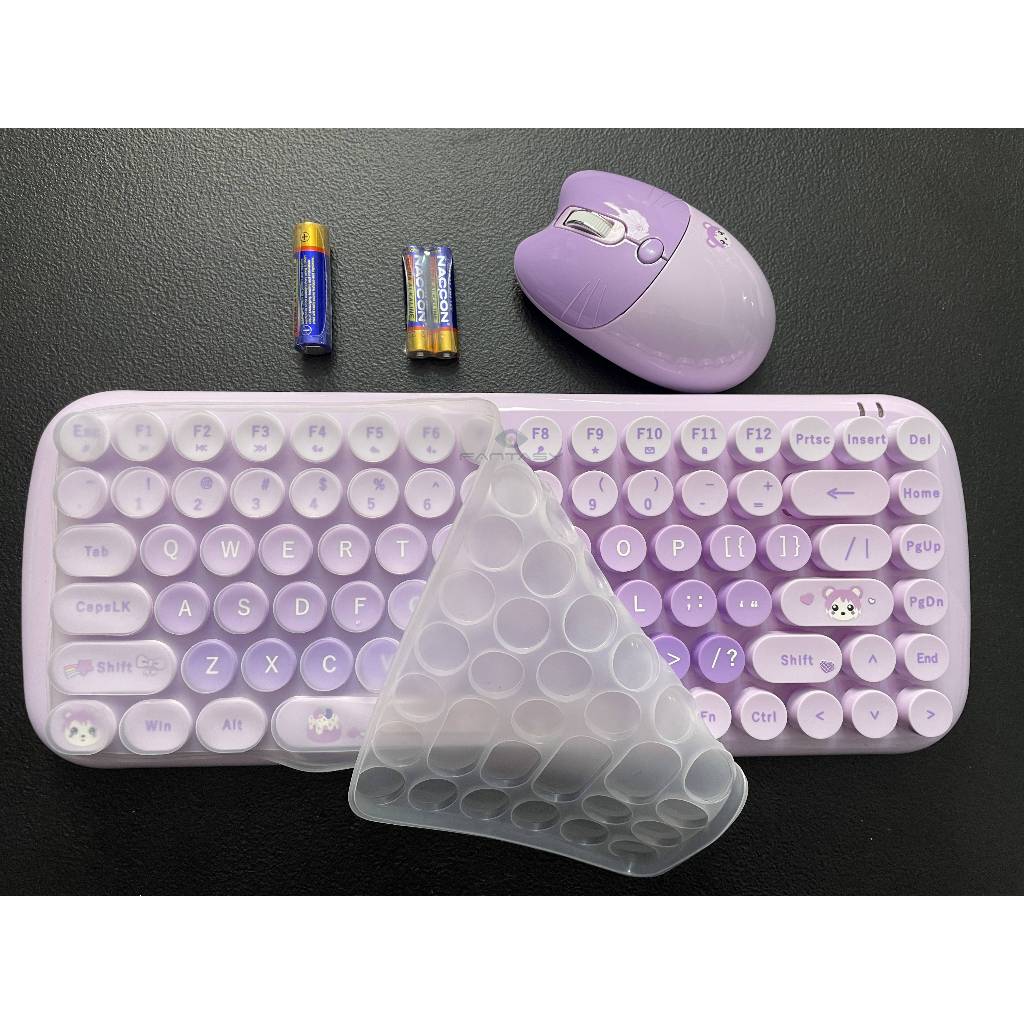 MOFii CANDY BEAR Mini Cute Wireless Keyboard and Mouse Set with Retro ...