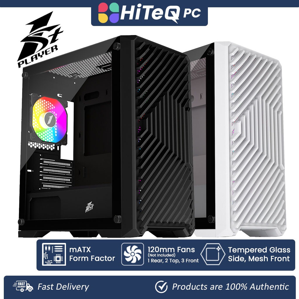 HiteqPC | mATX GAMING PC CASE W/ TEMPERED GLASS SIDE AND MESH FRONT ...