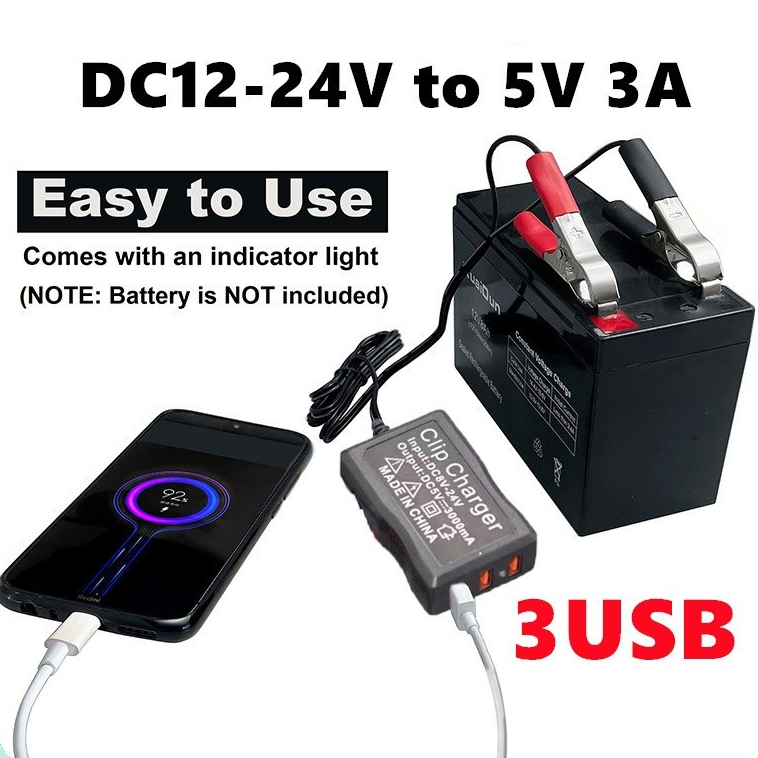 Clip charger DC12V24 to 5V 3USB charging port 3A Car Clip Charger ...