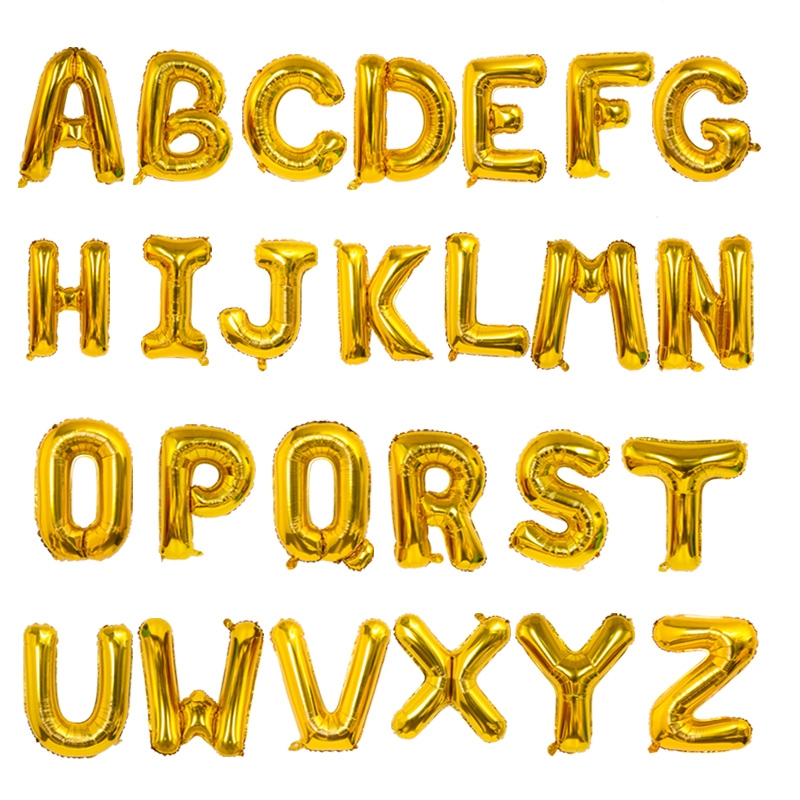 16Inch Foil Ballon A-Z Letter Balloon Gold Baloon Birthday Party ...