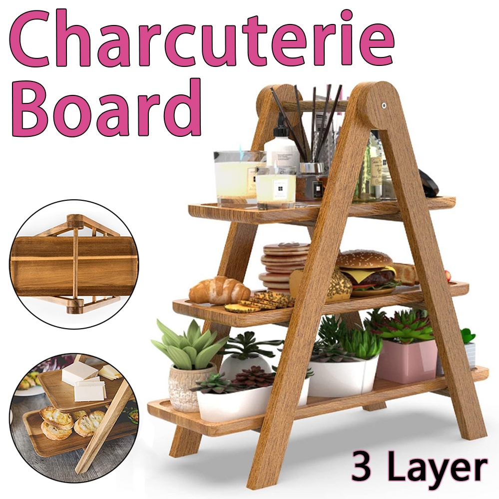 3 Layers Charcuterie Boards Set Serving Platters Food Tray Wooden ...