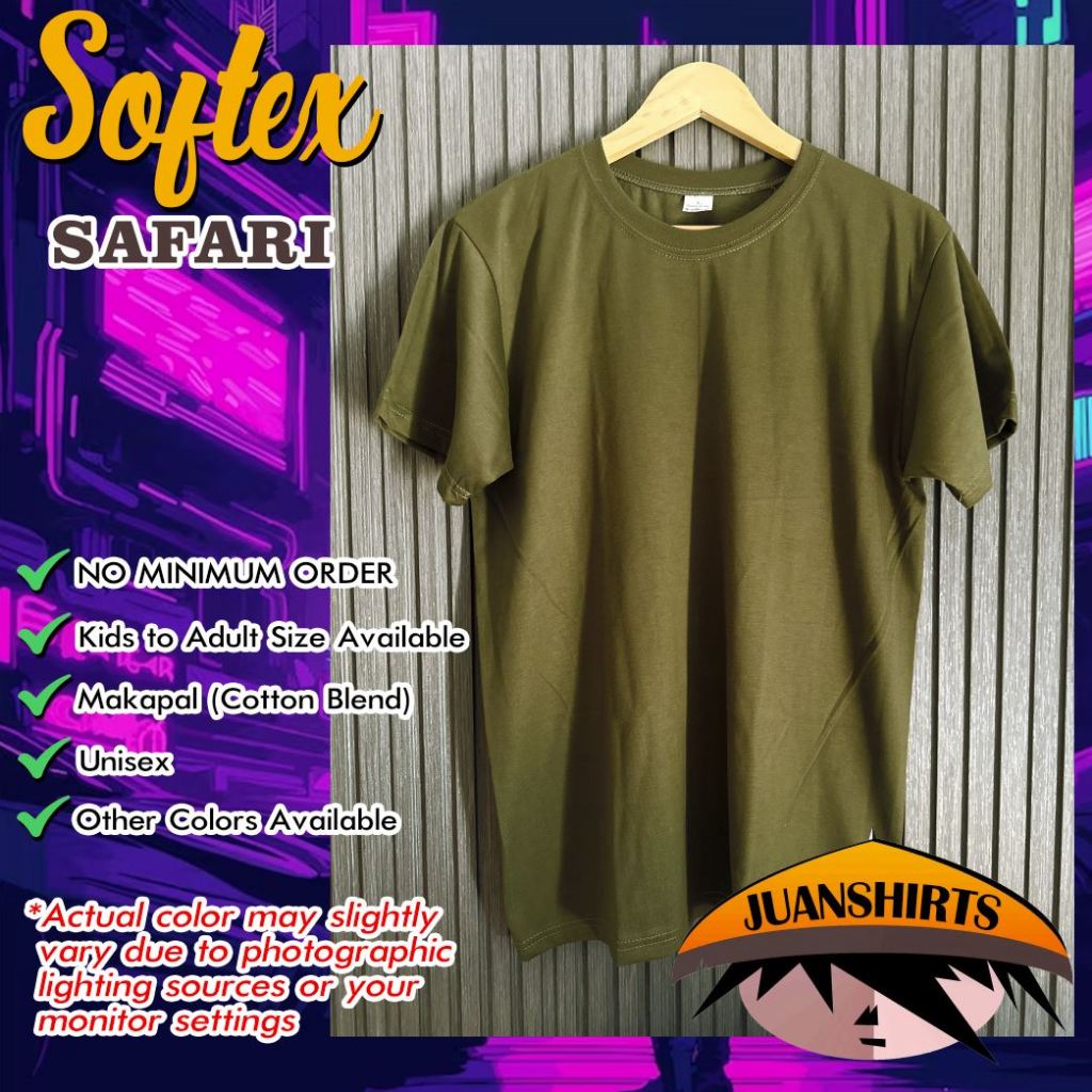 SOFTEX Safari Plain Round Neck T-Shirt Kids to Adult size | Shopee ...