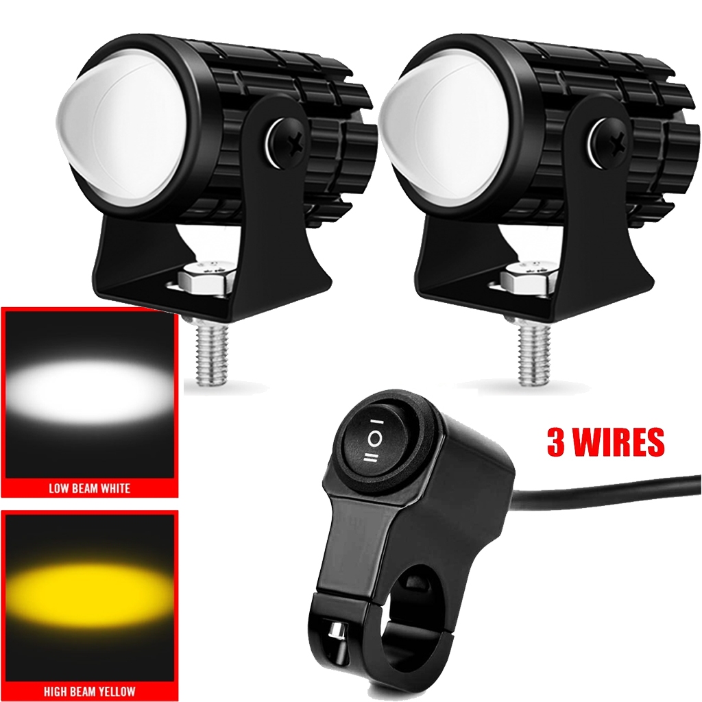 2PCS Mini Driving Light White+Yellow Pair With Free Domino 3Way Switch ...