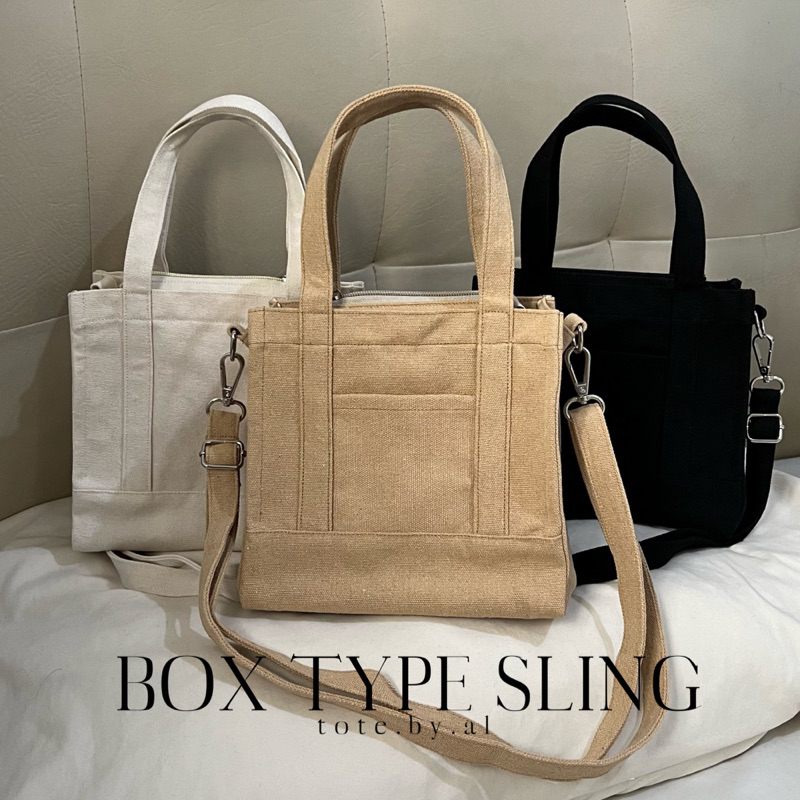 MINI BOX TYPE SLING BAG Canvas Two Way Sling Bag Micro Trendy Student ...