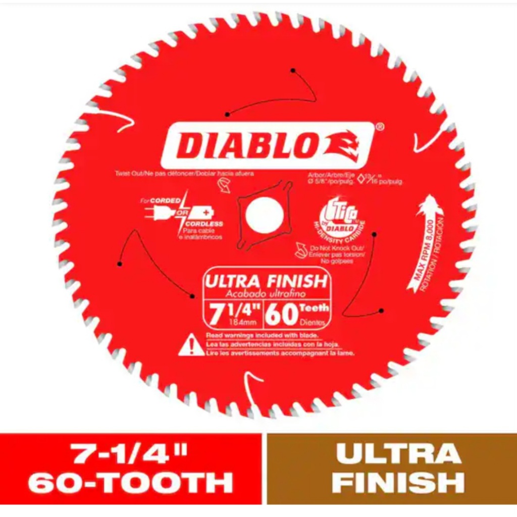 Diablo Freud D0760A Diablo 7-1/4" x 60-Tooth Ultra Fine Finishing ...