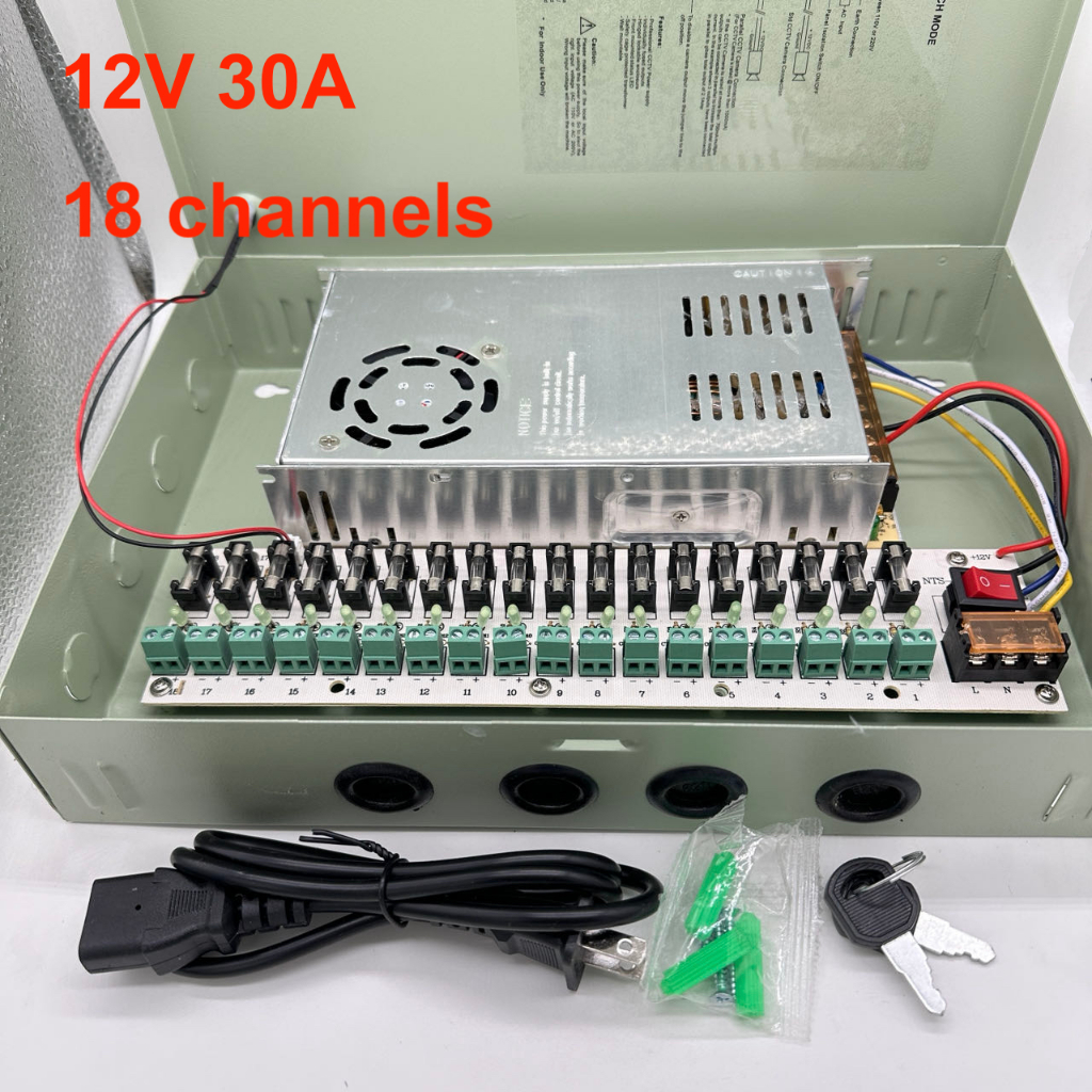 12V 5A/10A/20A/30A Fused Centralized Distributed Power Supply Power adaptor With Box 4/9/18 ...