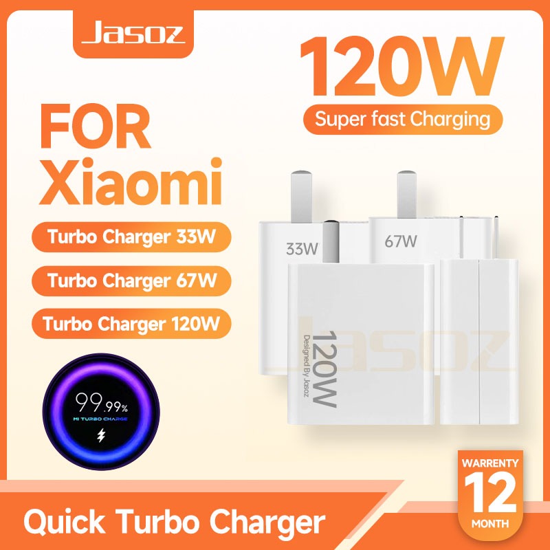 Jasoz 120W Charger Poco 33w 67W Turbo Phone Charger Fast Charging 6A ...