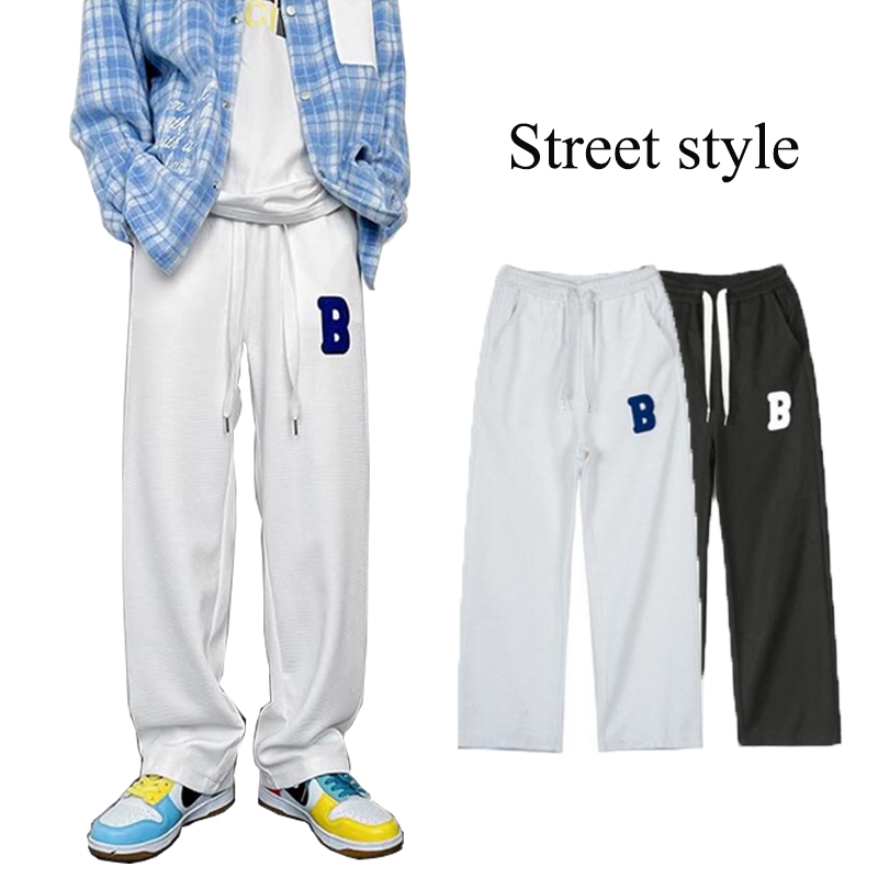 B Pants For Men Korean Sweatpant Wide Leg Baggy Sweat Loose Straight ...
