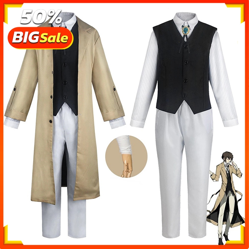 Anime Bungo Stray Dogs Dazai Osamu Cosplay Costume Jacket Coat Suit ...