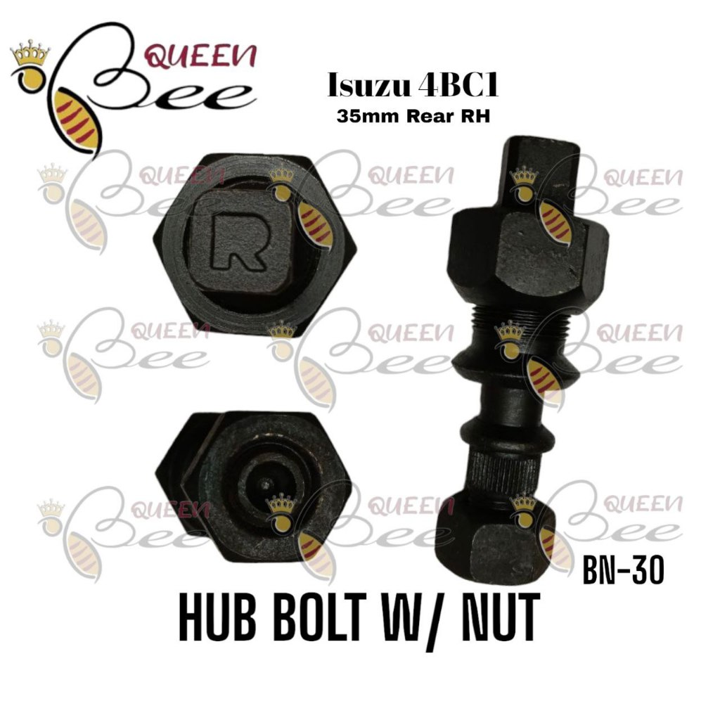 QUEENBEE Isuzu 4BC1 HUB BOLT WITH NUT REAR 35mm BN-30 RH/LH | Shopee Philippines
