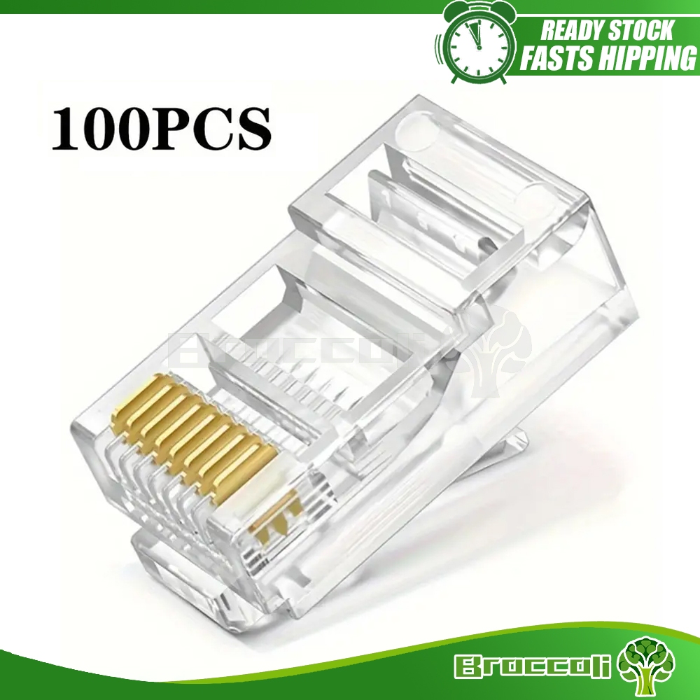 100PCS Cat5 Cat6 Rj45 Connector 8p8c Modular Ethernet Cable Header Plug | Shopee Philippines