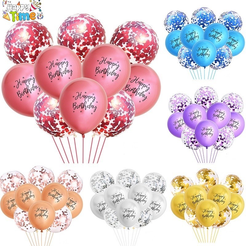 10pcs Chrome Balloon Confetti balloons Happy birthday Printed Ballons ...