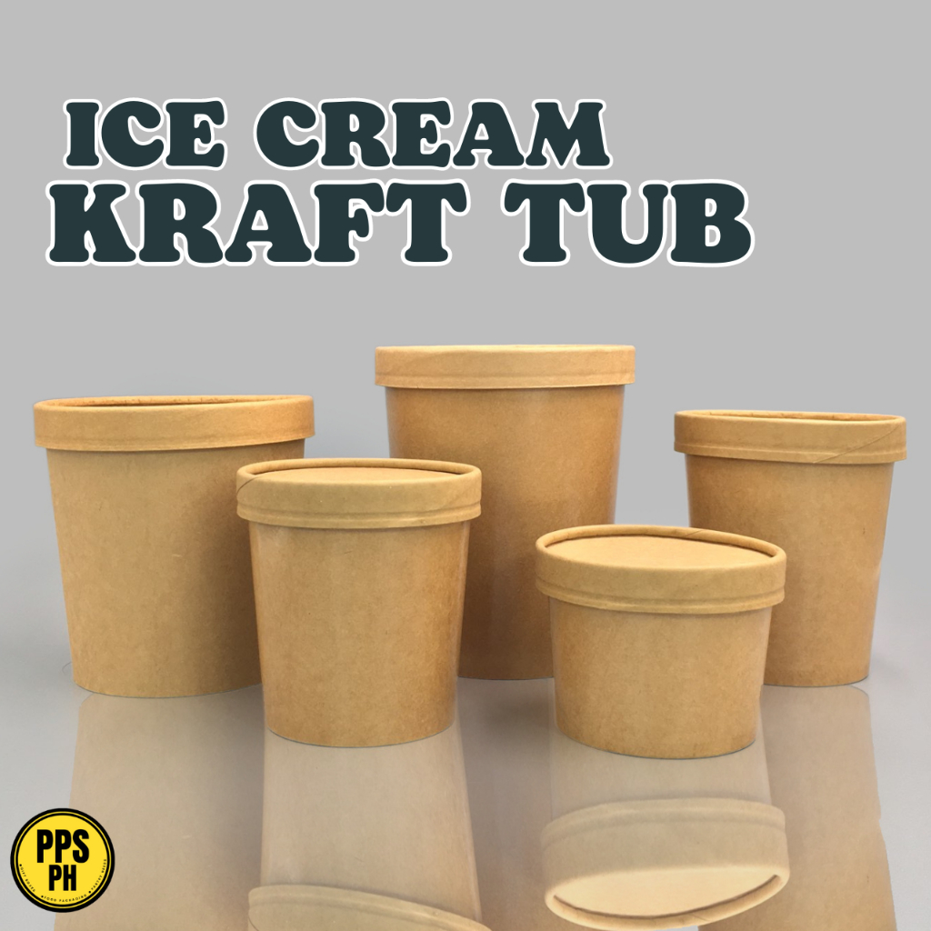 [10pcs/20pcs] Kraft/White Ice Cream Tubs Paper Ice Cream Pint Container ...