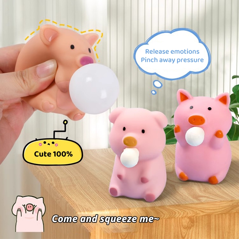Cute Pig Spit Bubbles Pinch Stress Relief Vent Toy Pink Decompression ...
