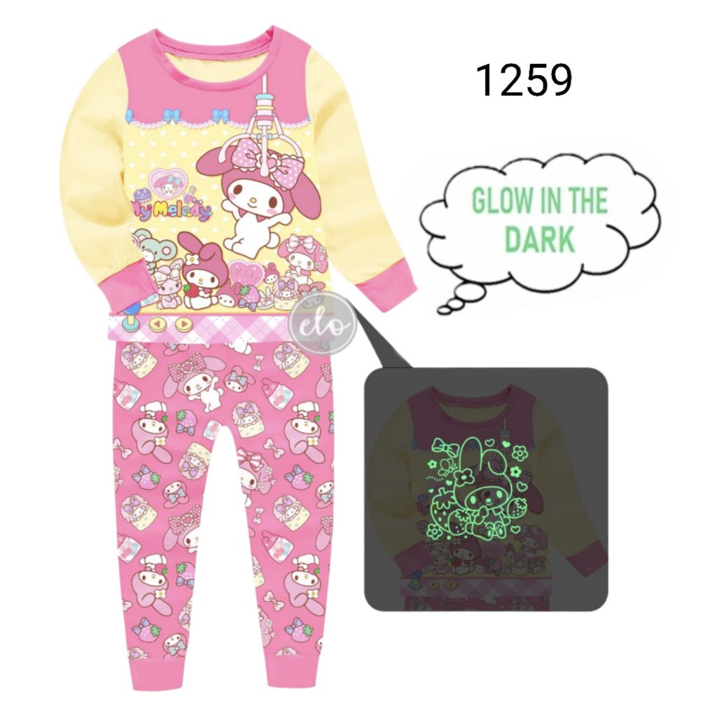Kuromi GLOW in the DARK Pajama Set Sanrio My Melody Pompompurin HK ...