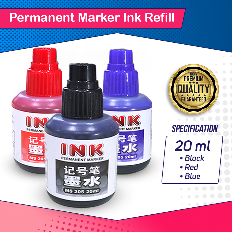 20ml Refill Ink for Permanent Marker Pen (Red / Blue / Black) | Shopee ...