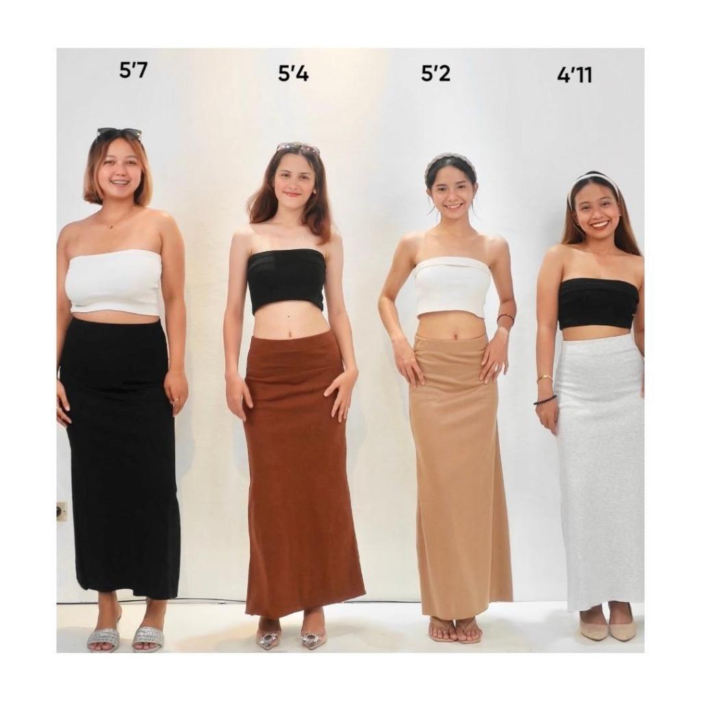 Calista Serena Mermaid Skirt Long No Slit Cotton Rib Knit Korean Flowy ...