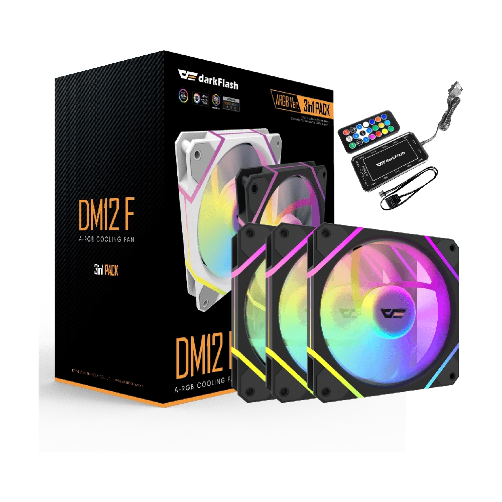 DarkFlash DM12F A-RGB 3-in-1 Cooling Fan with Remote Control | Shopee ...