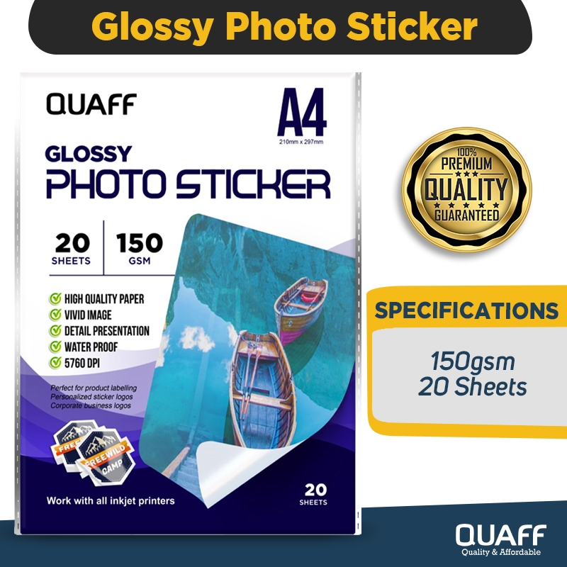 QUAFF Photo Sticker 150GSM A4（20sheets) | Shopee Philippines