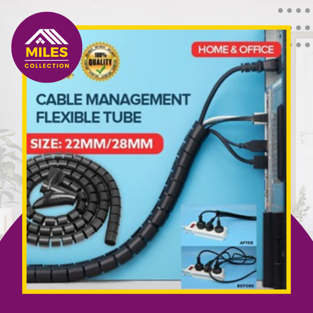MILES 1M High Resistance PE Spiral Wrapping Cable Management Tube ...