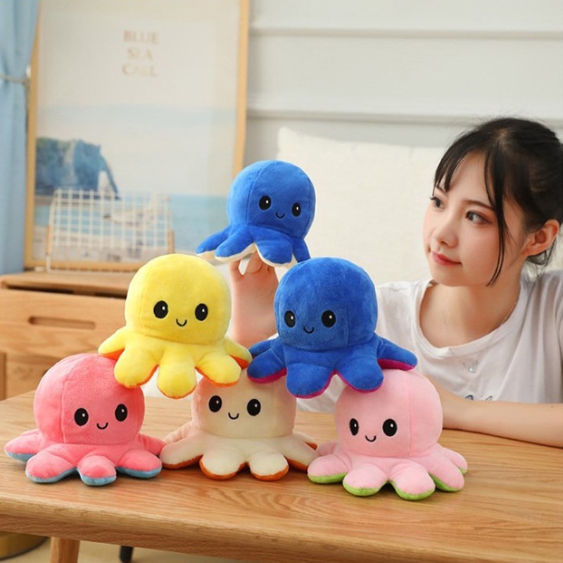 Reversible Flip Octopus Stuffed Toy Plush Toddler Toys Double-sided ...