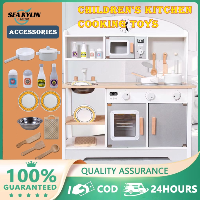 Wooden Japanese White Kitchen Dress up Game Cooking Children's play ...