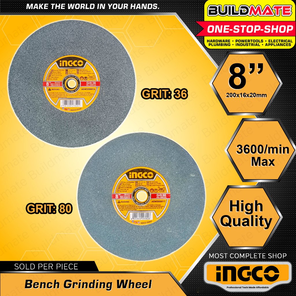 Buildmate x INGCO 8" Inch Abrasive Bench Grinding Wheel Blade P36 - P80 ...