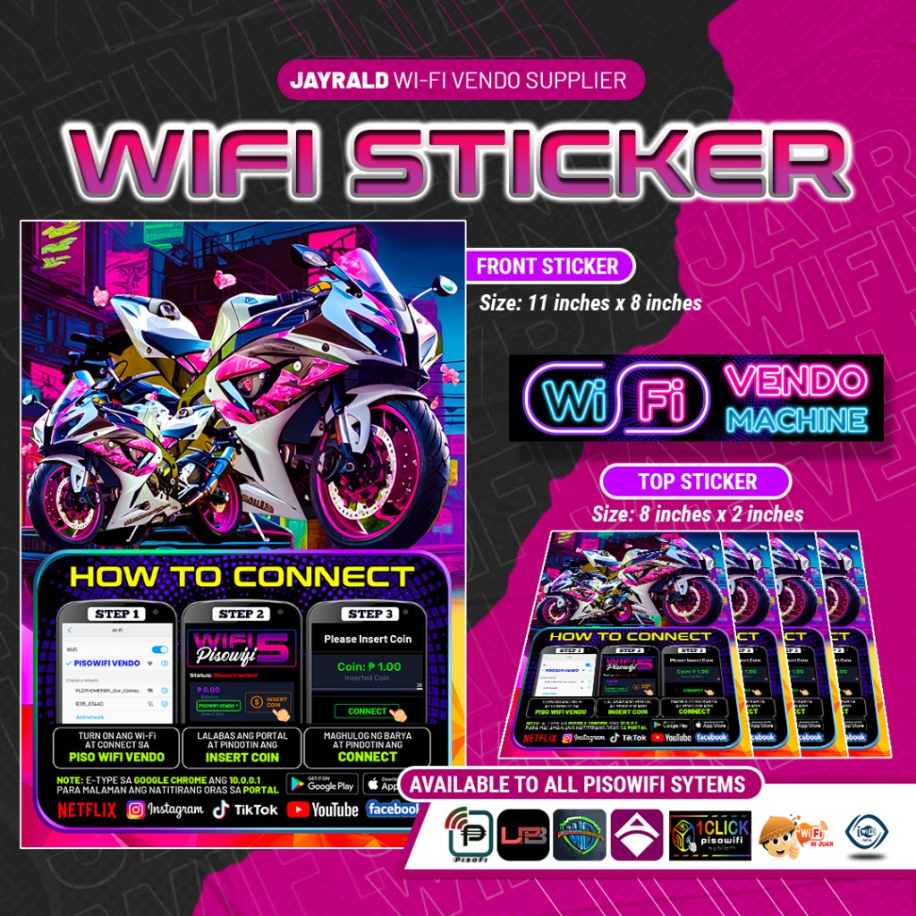 PISOWIFI STICKER NEON BIKE DESIGN | Shopee Philippines