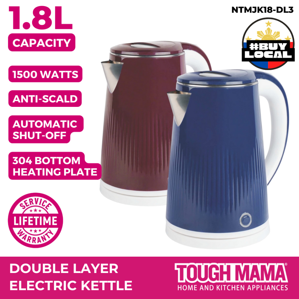 Tough Mama NTMJK18-DL3 1.8L Electric Kettle Double Layer Stainless ...