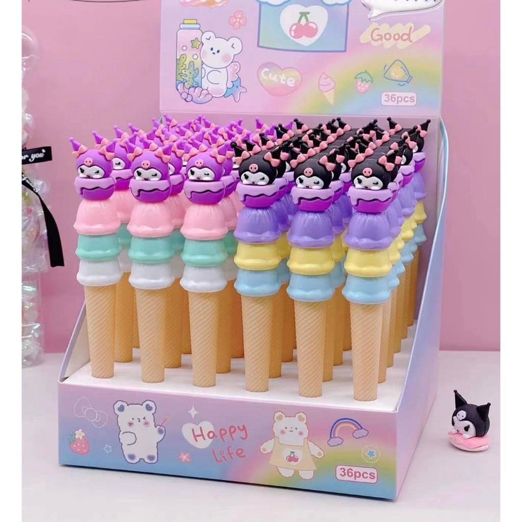 KF 1PC 2024 Sanrio Cute Ice Cream Shape Kuromi Writing Pen Creative ...