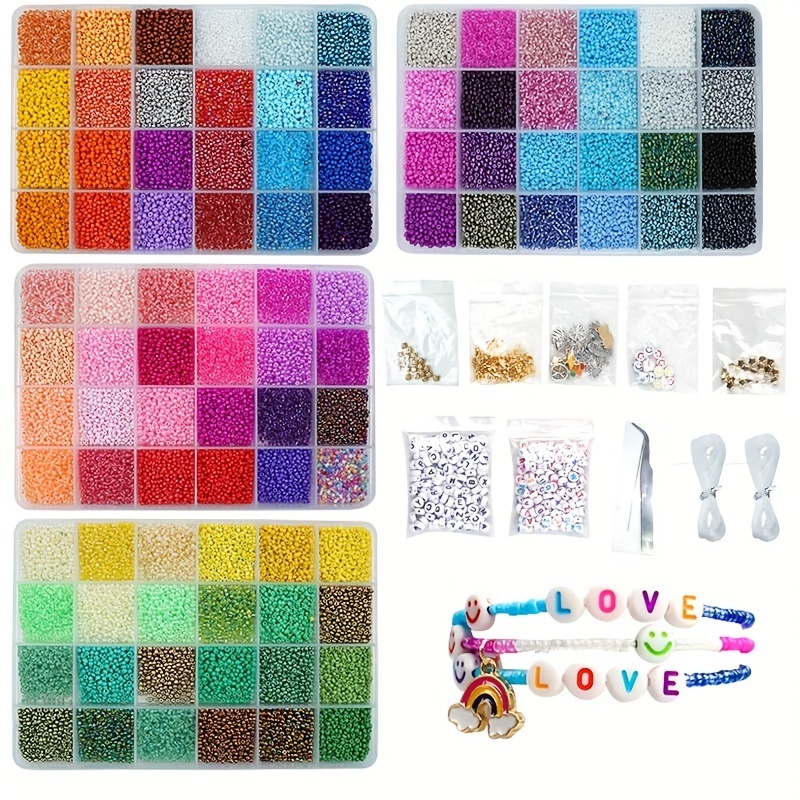 THKL Plastic Bead Letter Glass Seed Bead Small Craft Bead Rice Tube ...