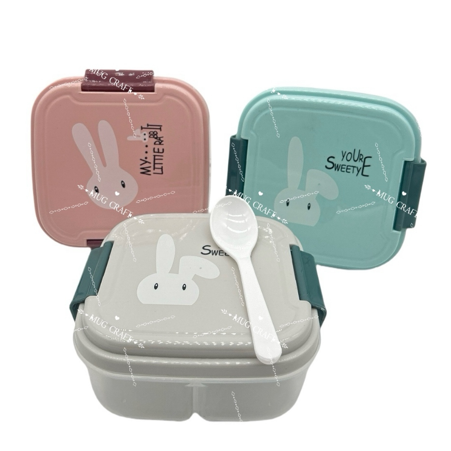Rabbit Cute Design Lunch Box FREE Spoon Durable Lunchbox for School ...