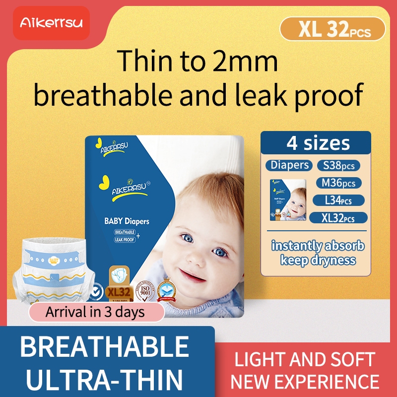 AIKERRSU Breathable Baby Disposable Diapers Magic Tape and Pullups ...
