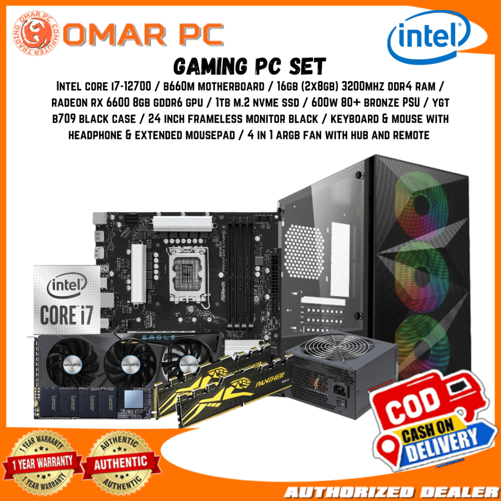 GAMING PC SET (INTEL CORE i7-12 GEN)(16GB (2X8GB) DDR4 3200MHZ)(1TB M.2 ...