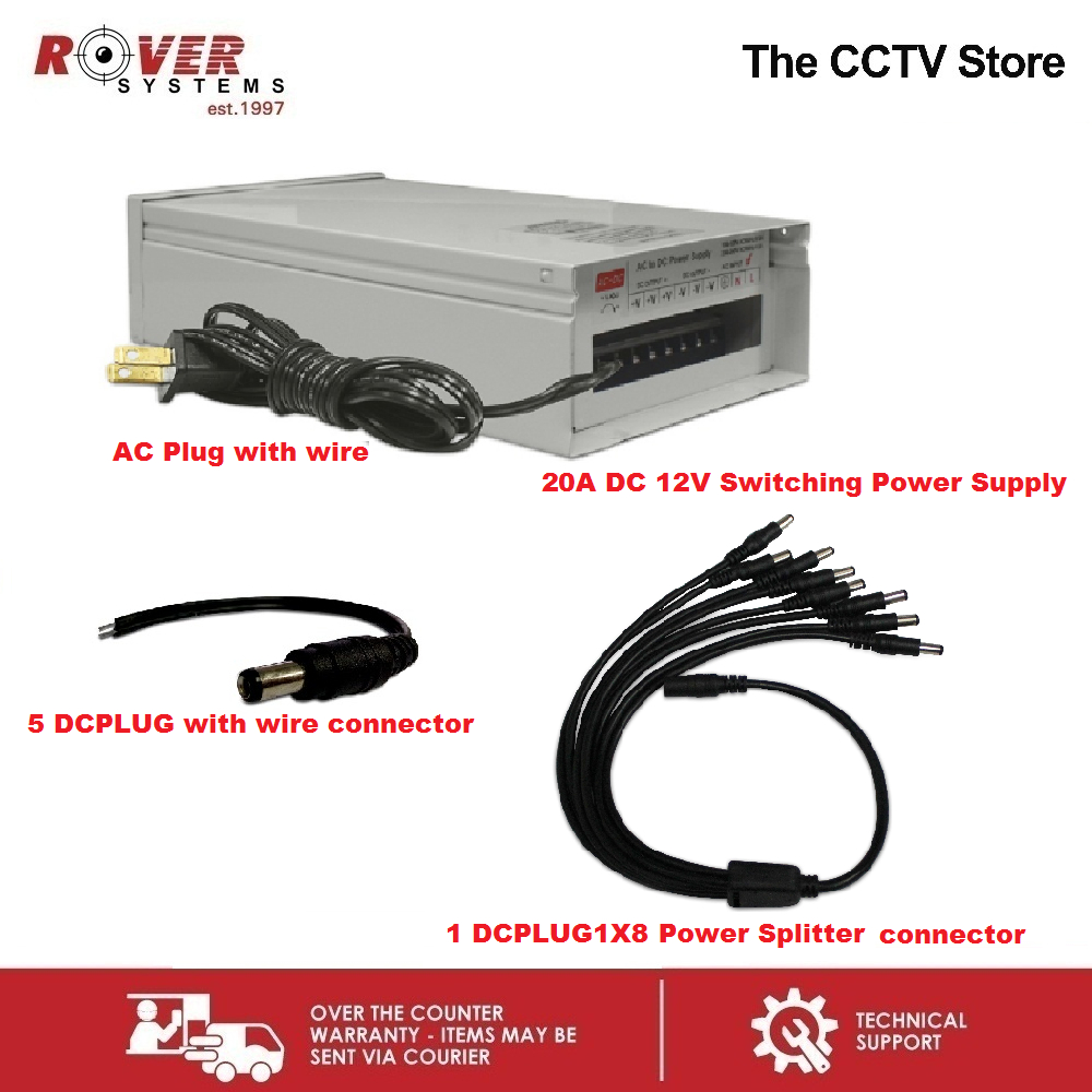 Rover Systems 20A DC Switching Power Supply SET for CCTV Camera ...