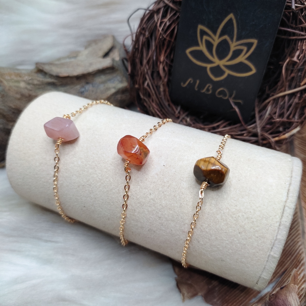 Bracelet Sunstone Carnelian Tiger's Eye (Free Form) Gold Silver Raw ...